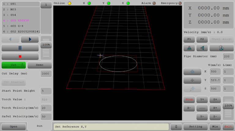 XYZ Plasma Pipe Cutter Interface with THC Support